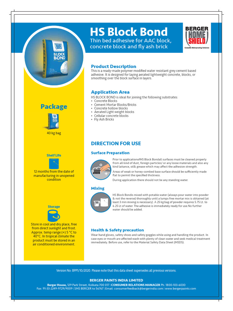 HS Block Bond Data Sheet | PDF