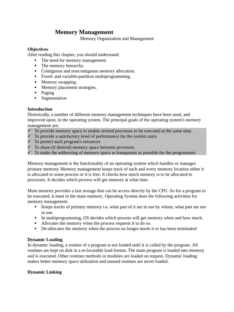 Memory Management | PDF
