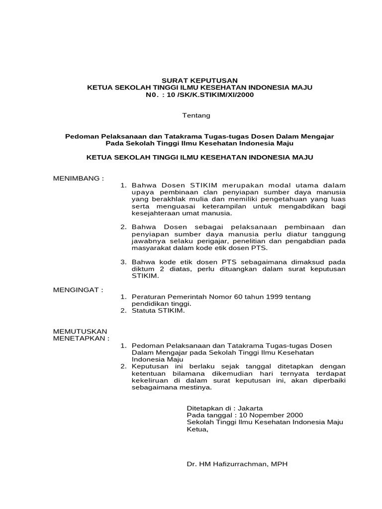 3.pedmn Plks Tata Tugas Dosen DLM Ngajar | PDF