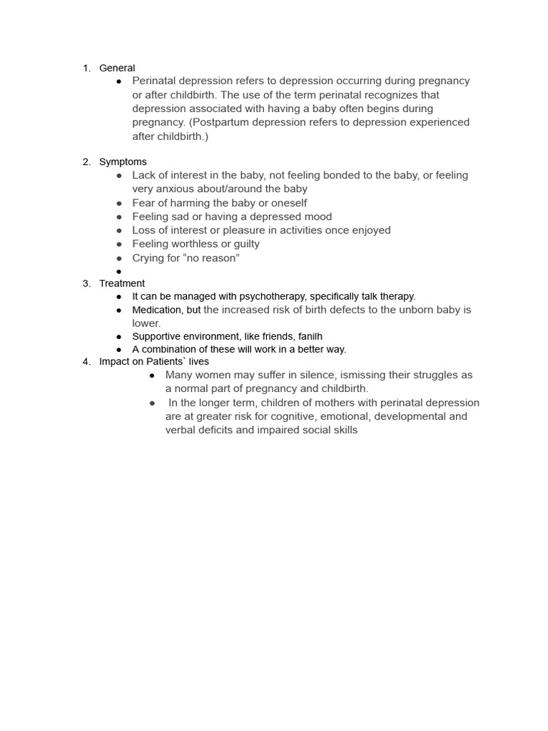 Perinatal Depression | PDF | Wellness