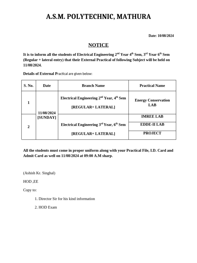EE LAB NOTICE (2024) (1) | PDF