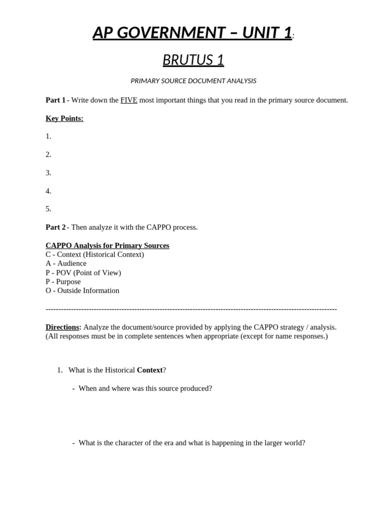 CAPPO - Primary Source Directions - Brutus 1-1 | PDF
