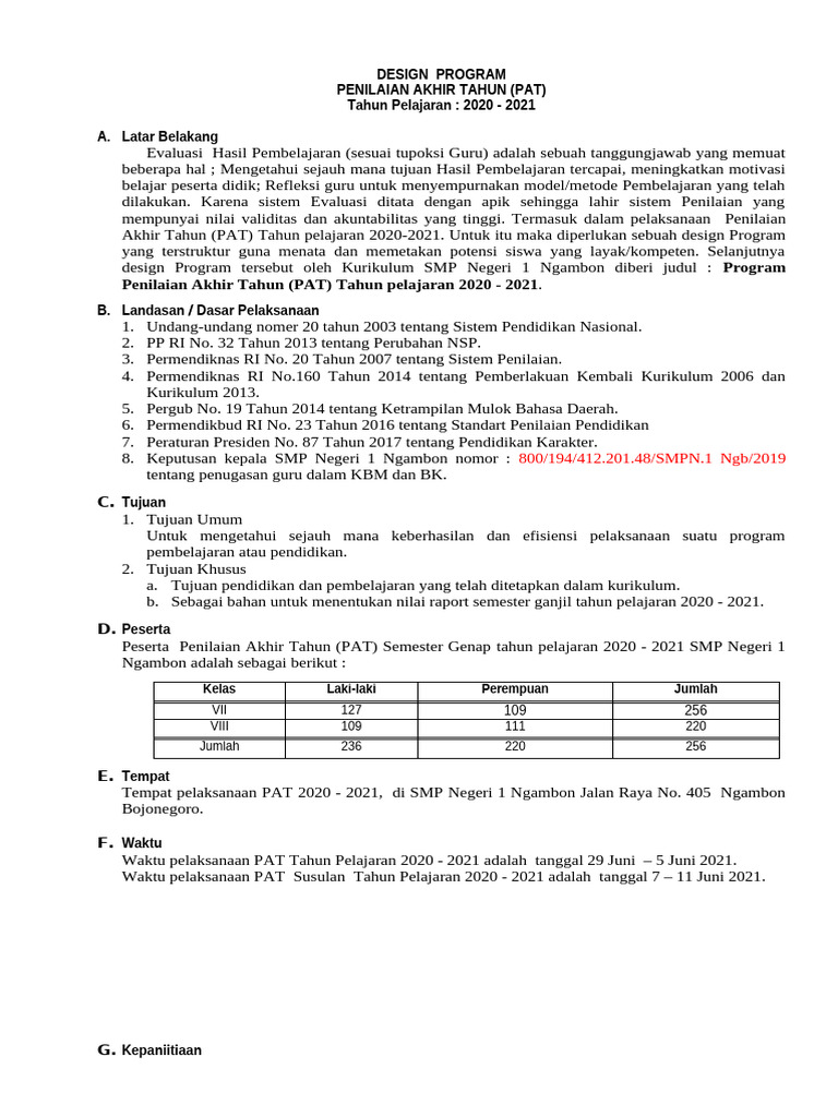 Program Pat 2020-2021 | PDF