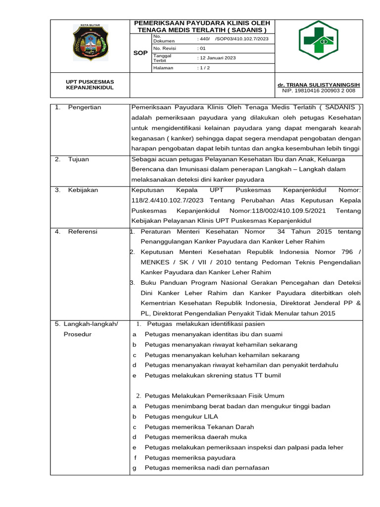 Sop Anc Terpadu Referensi Terbaru | PDF