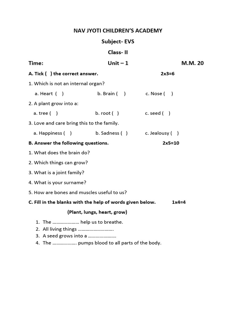 Class 2 Evs Pdf