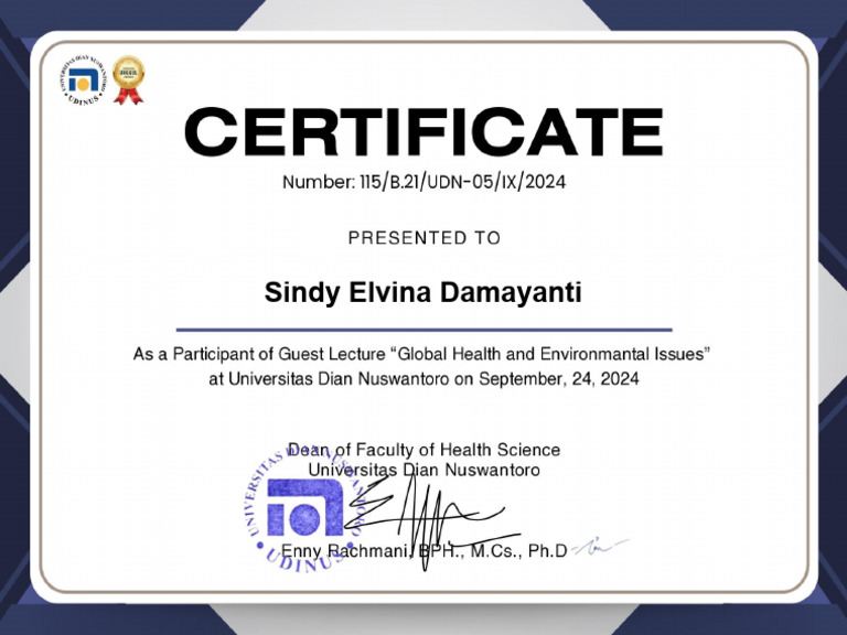 E-Sertifikat International Guest Lecture - Sindy Elvina Damayanti | PDF