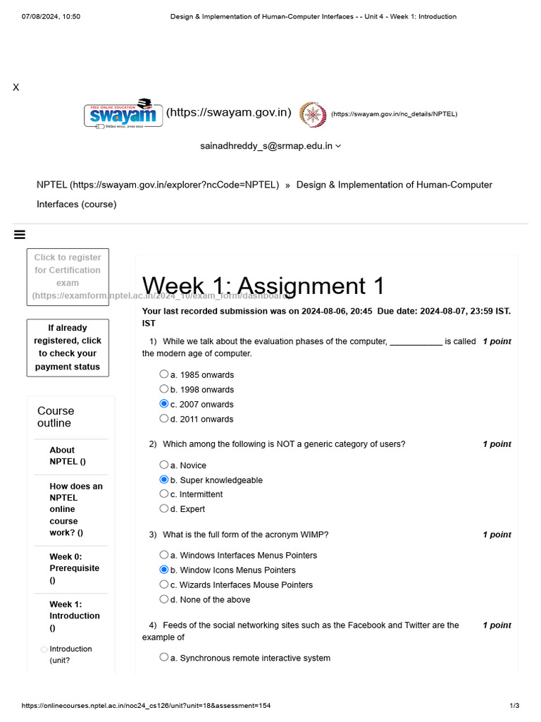 Design & Implementation of Human-Computer Interfaces - Unit 4 - Week 1 - Introduction | PDF