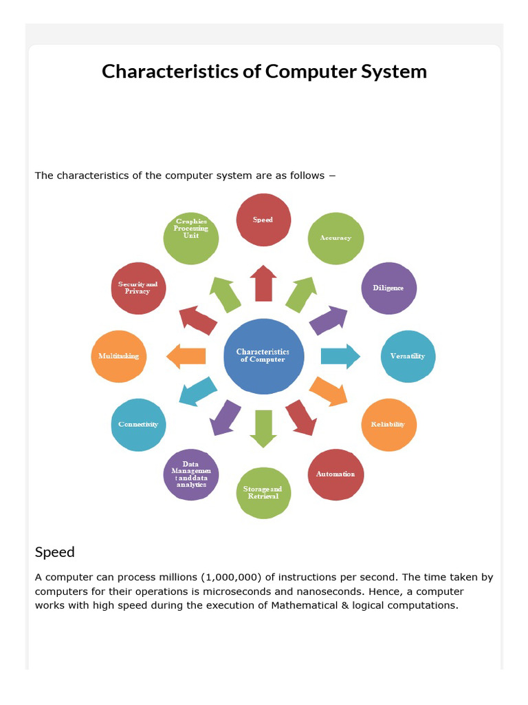 Characteristics of Computer System | PDF