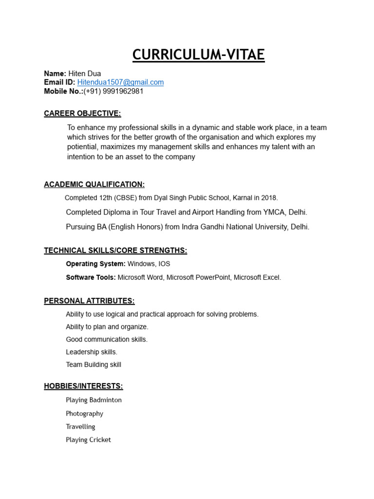 Hiten's CV | PDF