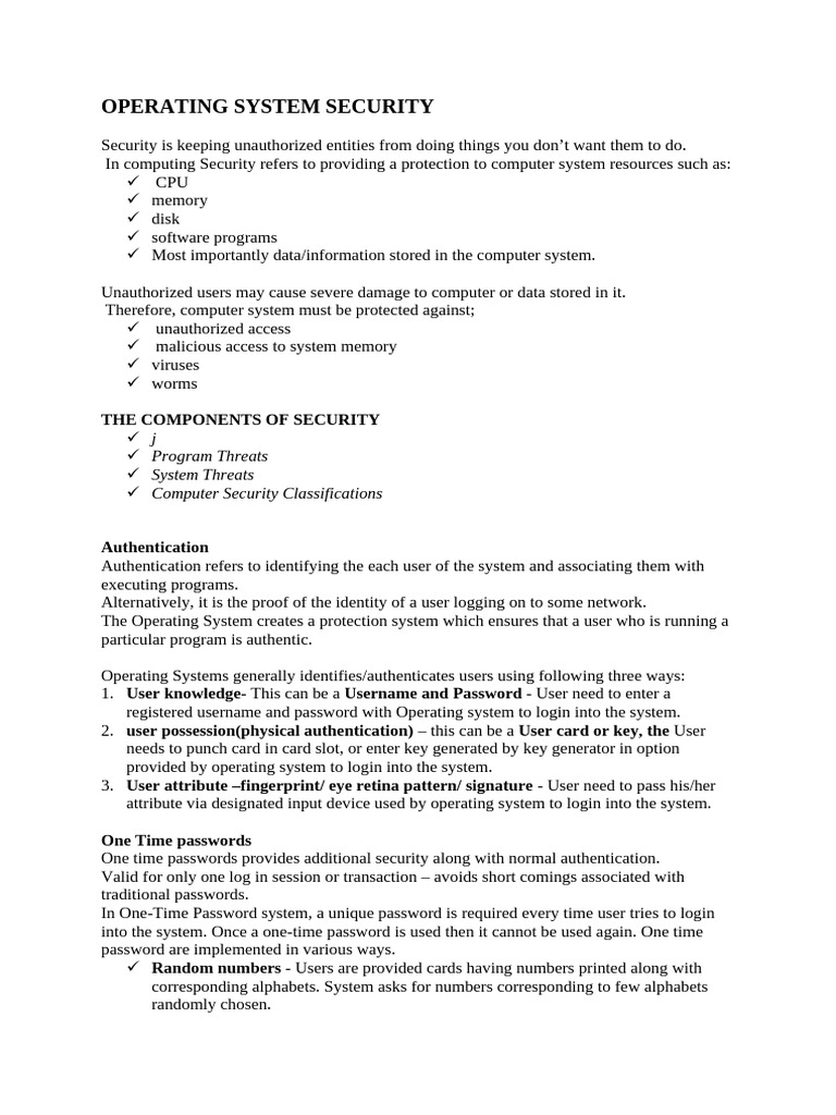 Operating System Security | PDF