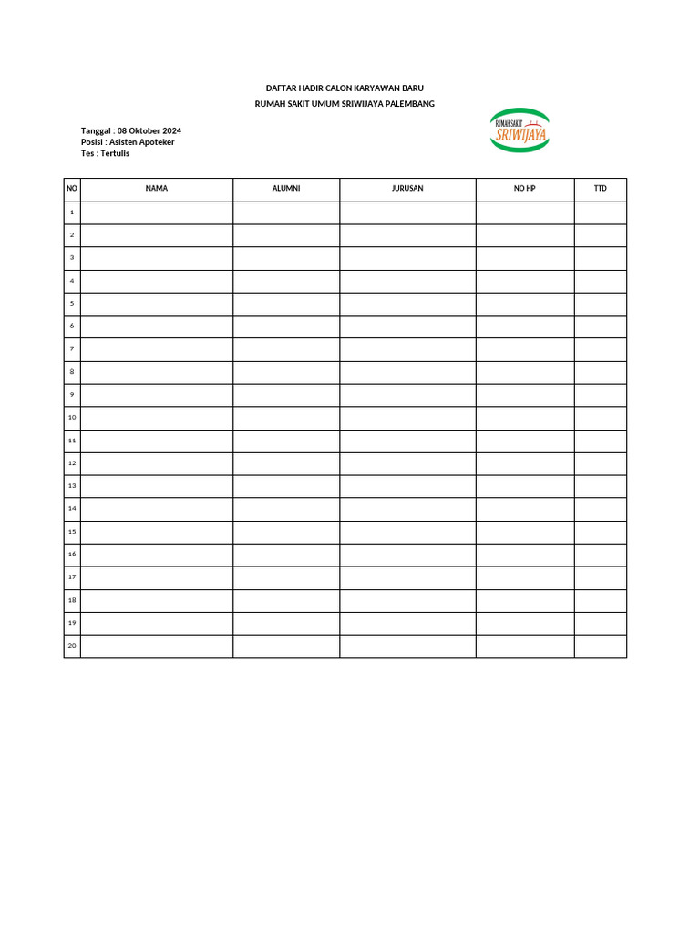 Absensi Pelamar | PDF