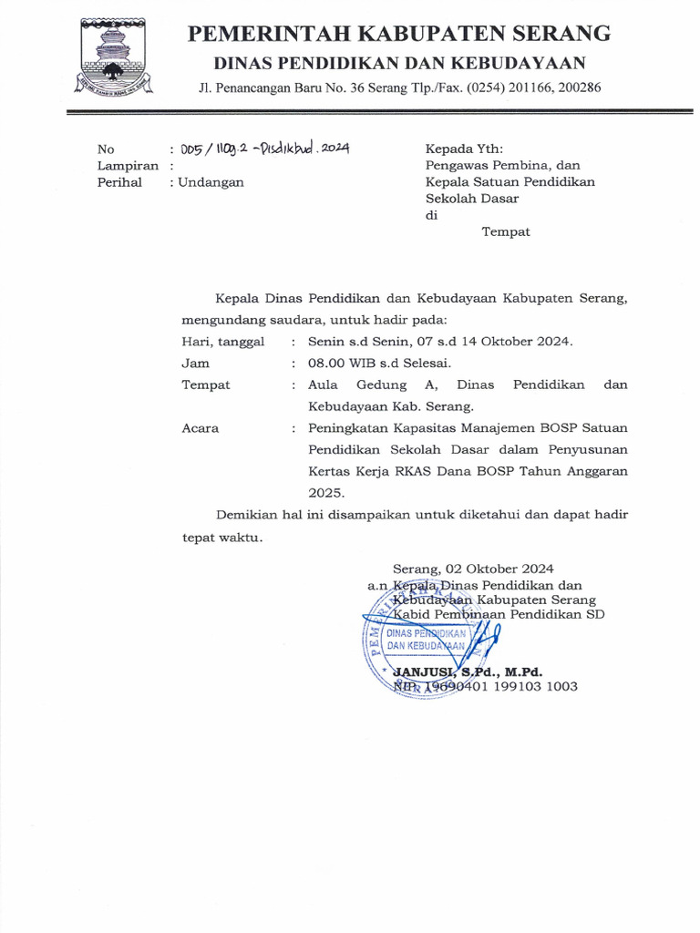 Undangan Penyusunan RKAS 2025 | PDF