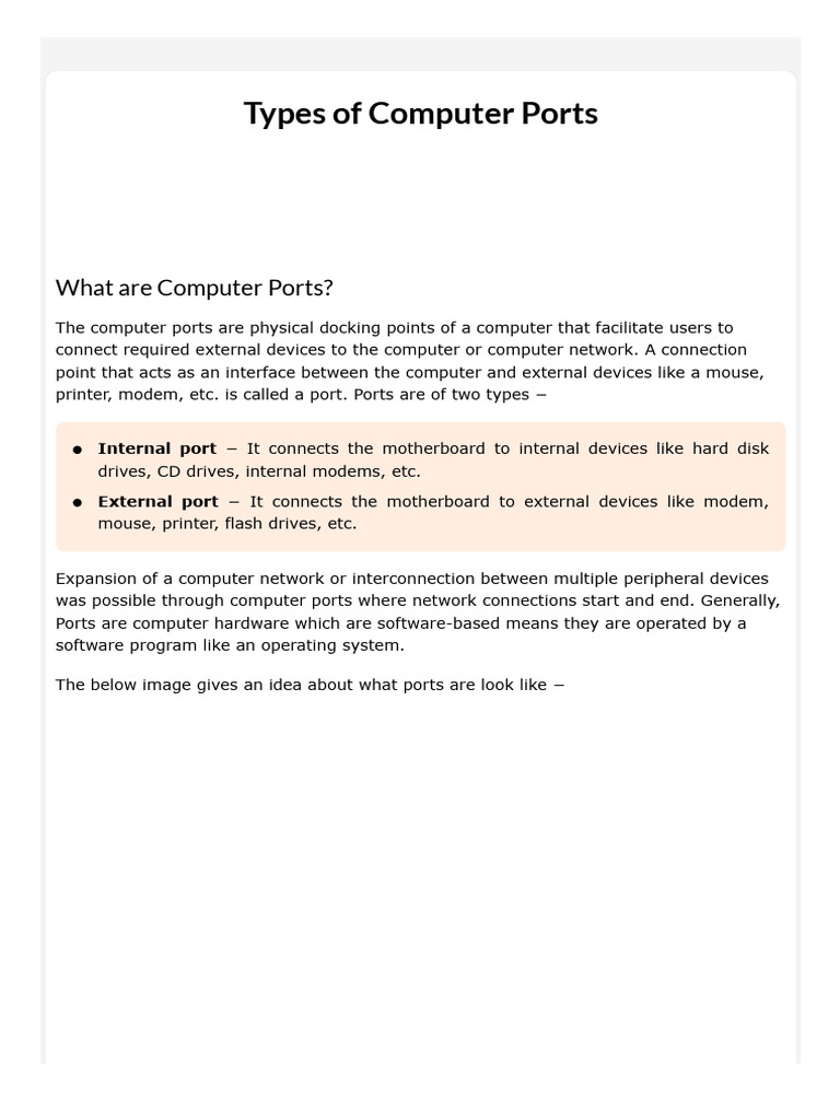 Types of Computer Ports | PDF