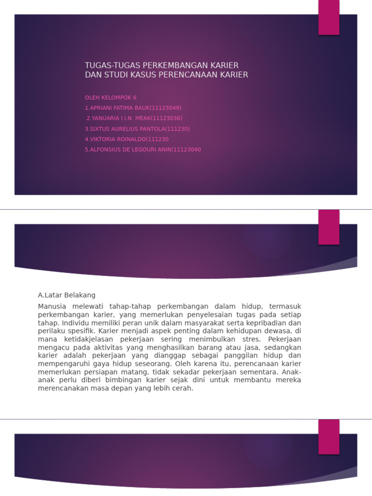 Tugas-Tugas Perkembangan Karier | PDF