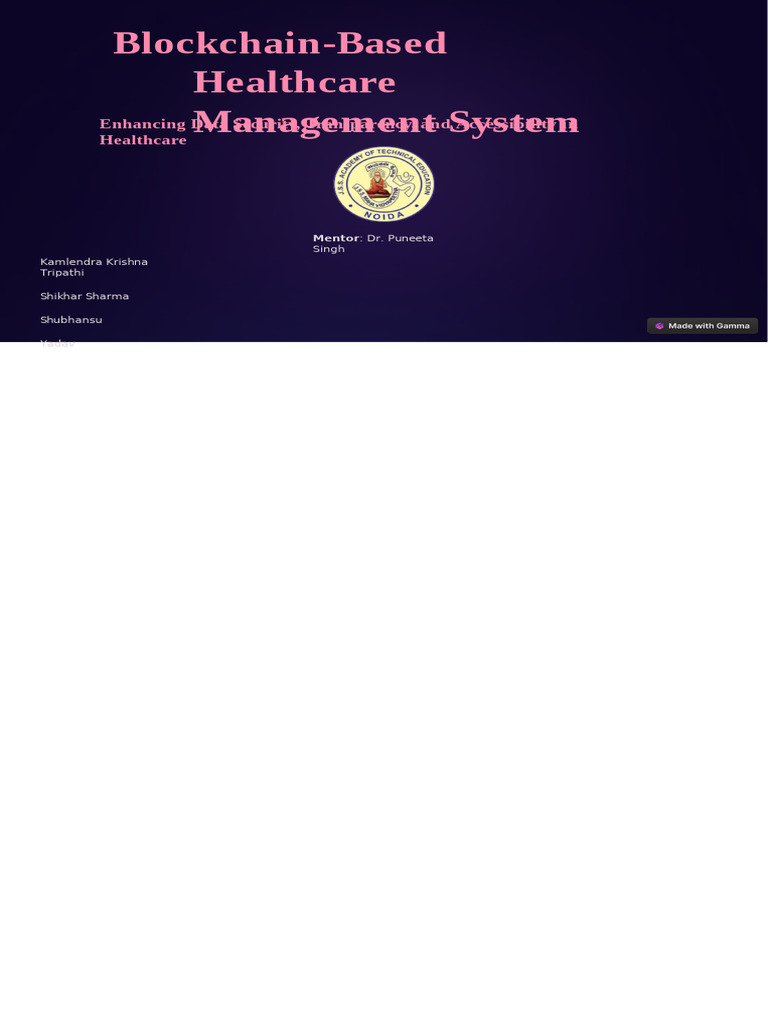 Blockchain Based Healthcare Management System | PDF