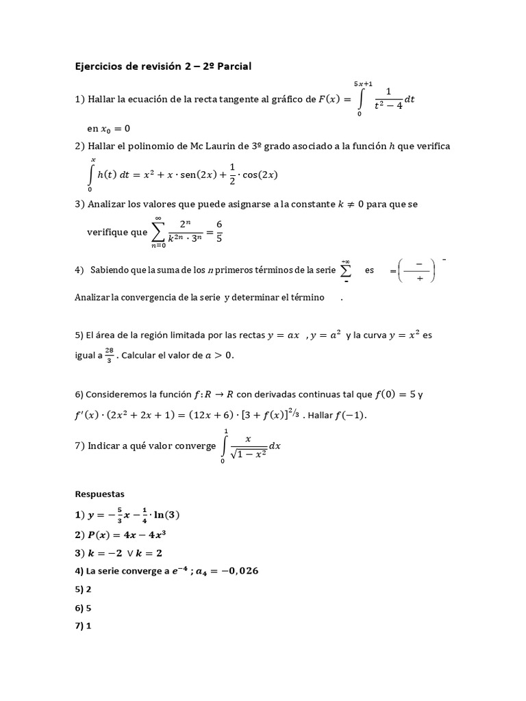 2do Parcial Ejercicios de Revisión | PDF