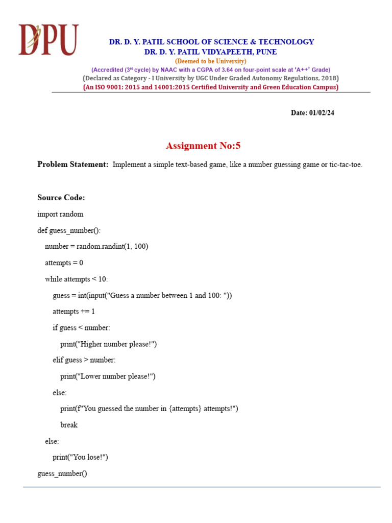 PBL Assignment No | PDF