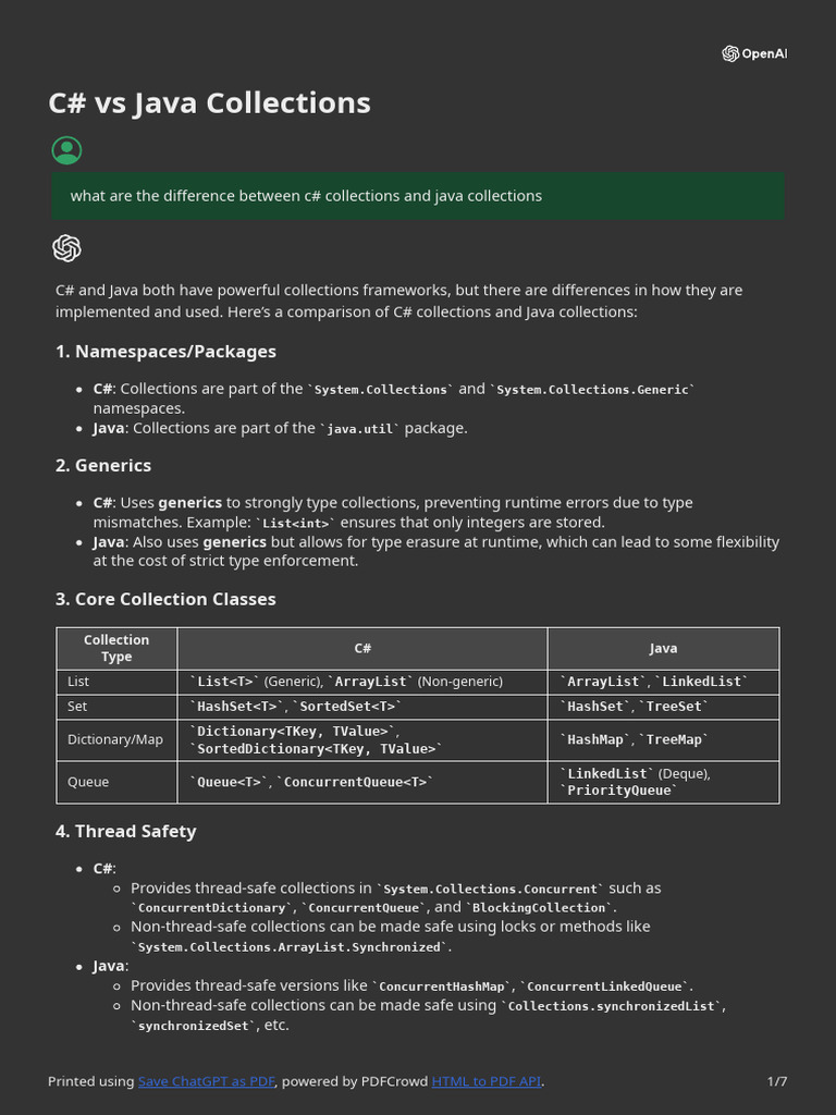 C# Vs Java Collections | PDF