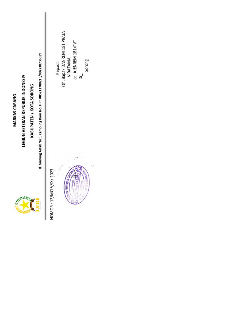 COP SURAT MARKAS CABANG 2 | PDF
