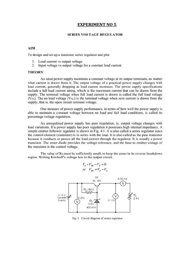 Expt5-series voltage regulator | PDF