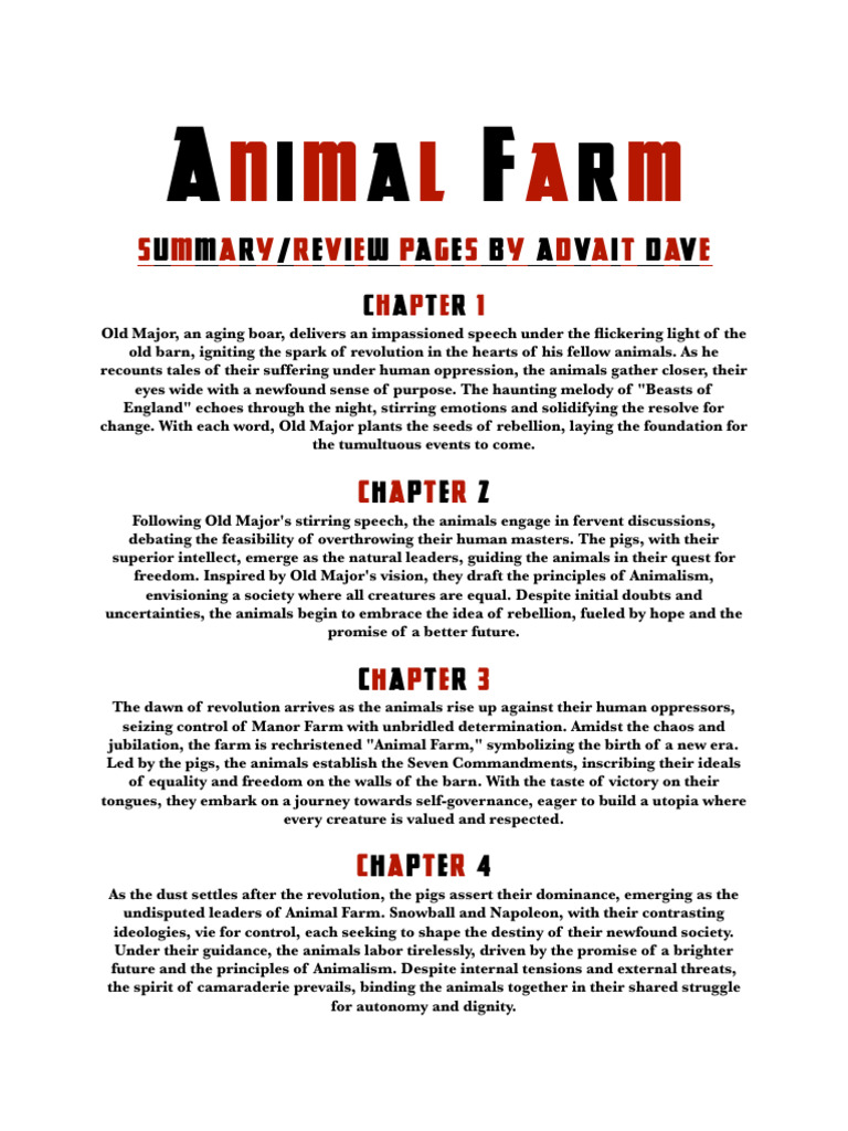 Animal Farm Chapter by Chapter Notes | PDF