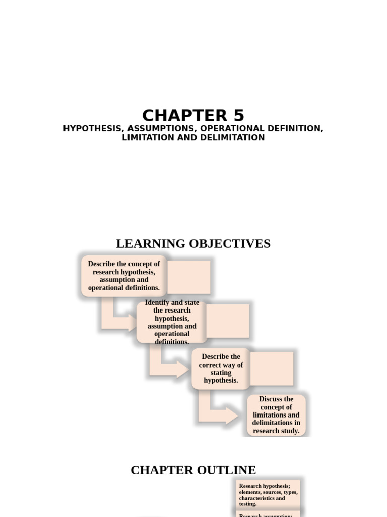 Chapter 5 Hypothesis Assumptions Operational Definition Limitation and ...