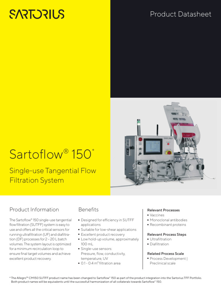 Sartoflow® 150 Single-Use Tangential Flow Filtration System | PDF