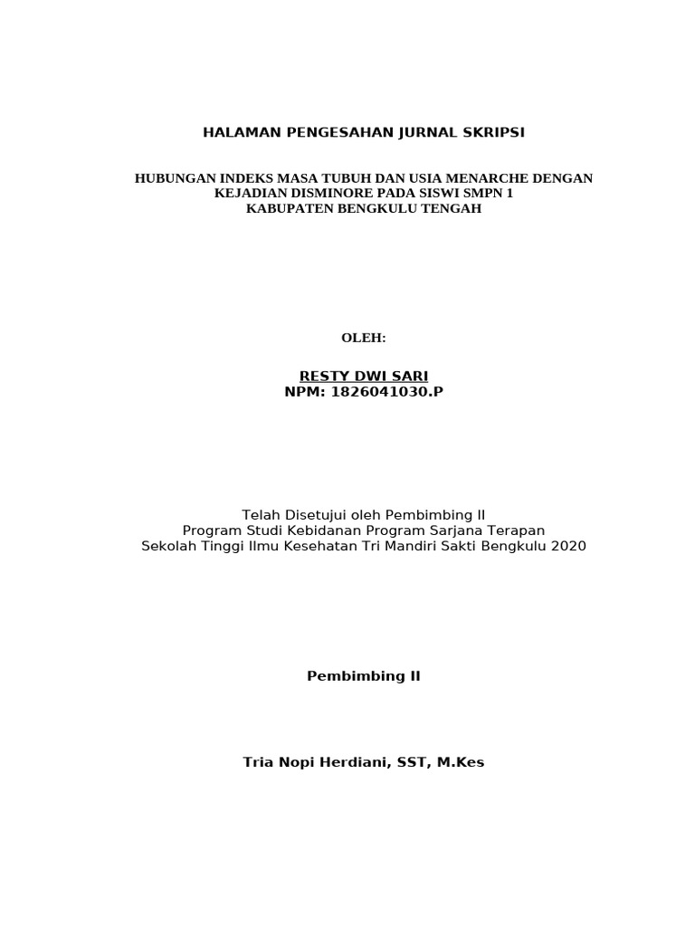 Halaman Pengesahan Jurnal Skripsi d4 | PDF