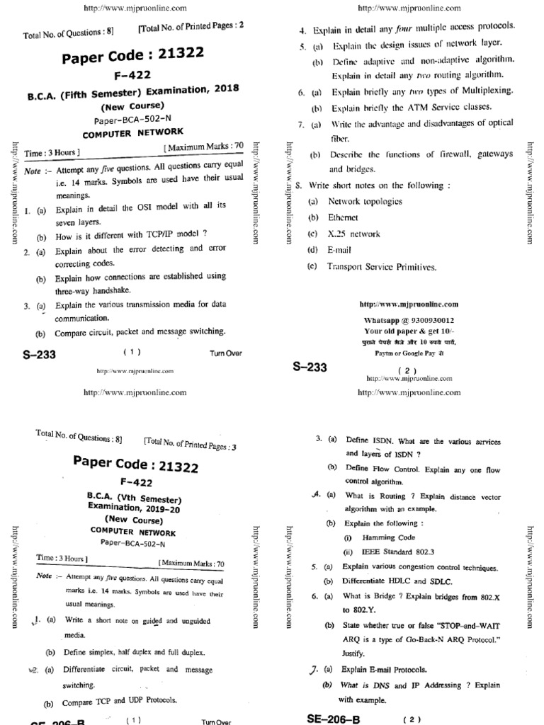 Computer Network Question Paper | PDF