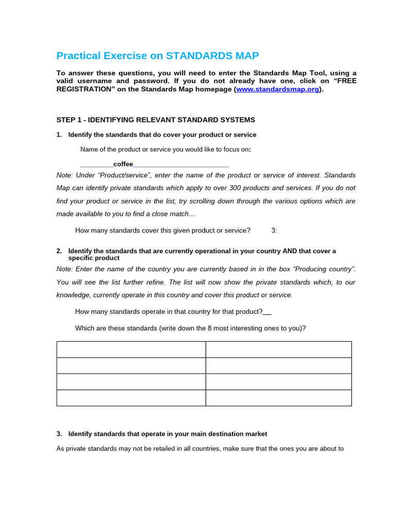 (Exercises) StandardsMap | PDF