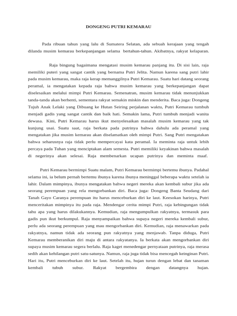 Dongeng Putri Kemarau | PDF