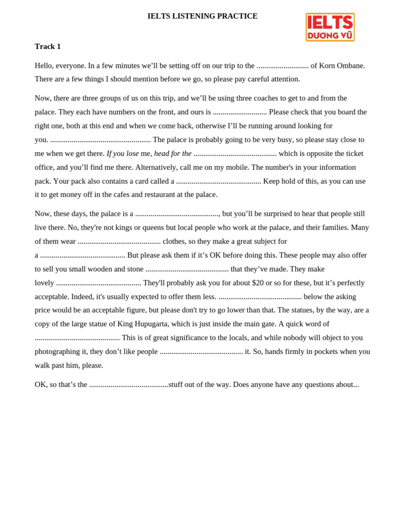 Lesson 2 Listening - Fill in The Blanks | PDF