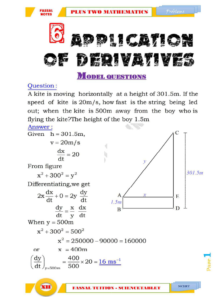Hsslive-12 M P Chapter 06 Application-of-Derivatives | PDF