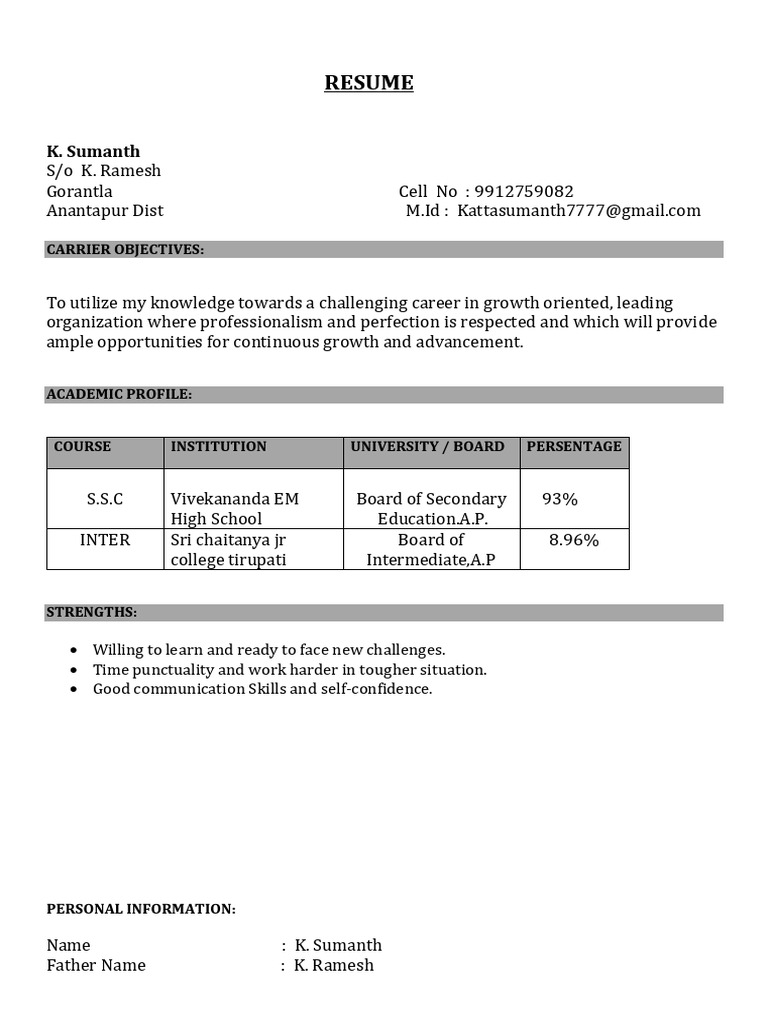 Sumanth Resume | PDF