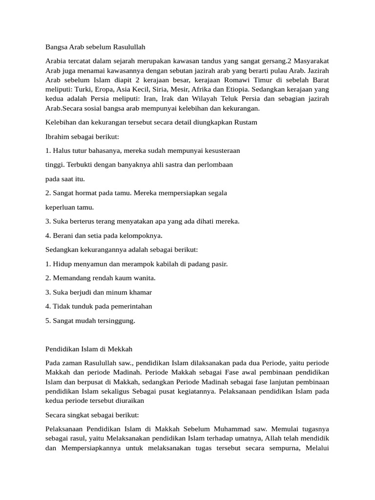 Sejarah Pendidikan Islam Masa Rasulullah | PDF