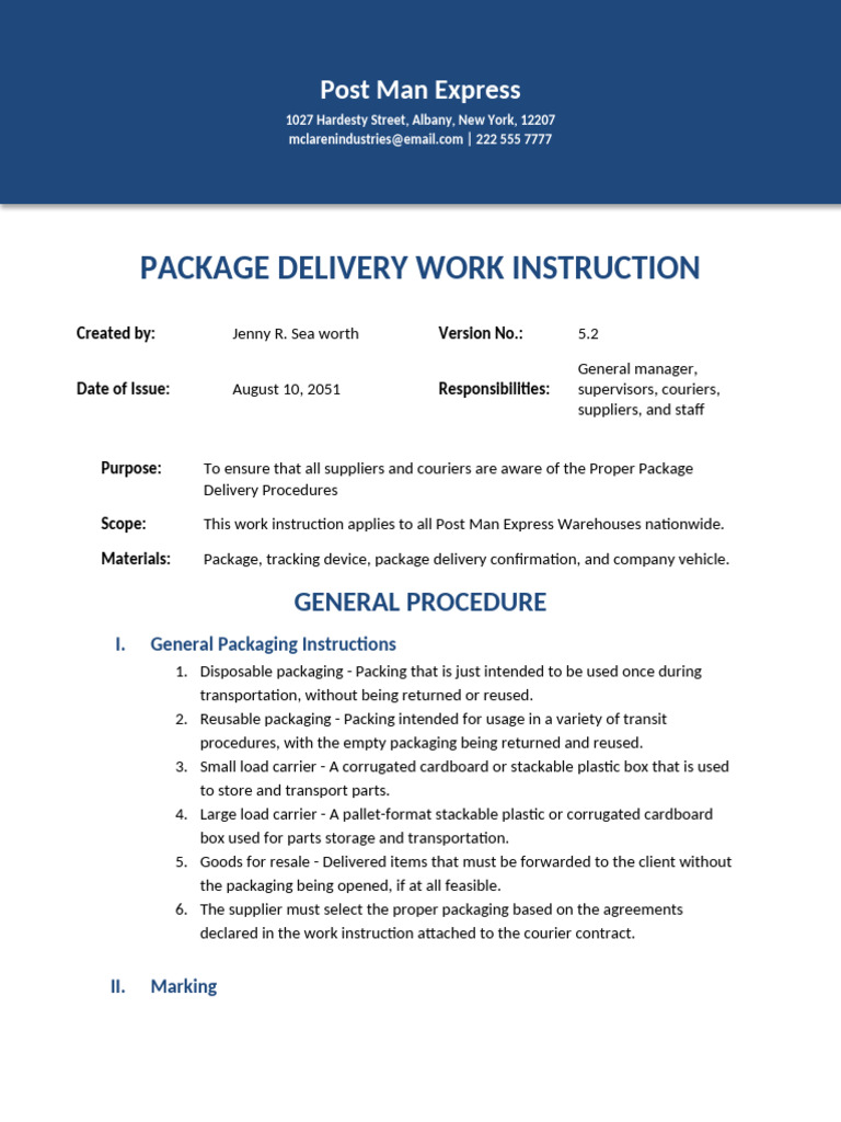 Free Standard Work Instruction Template | PDF