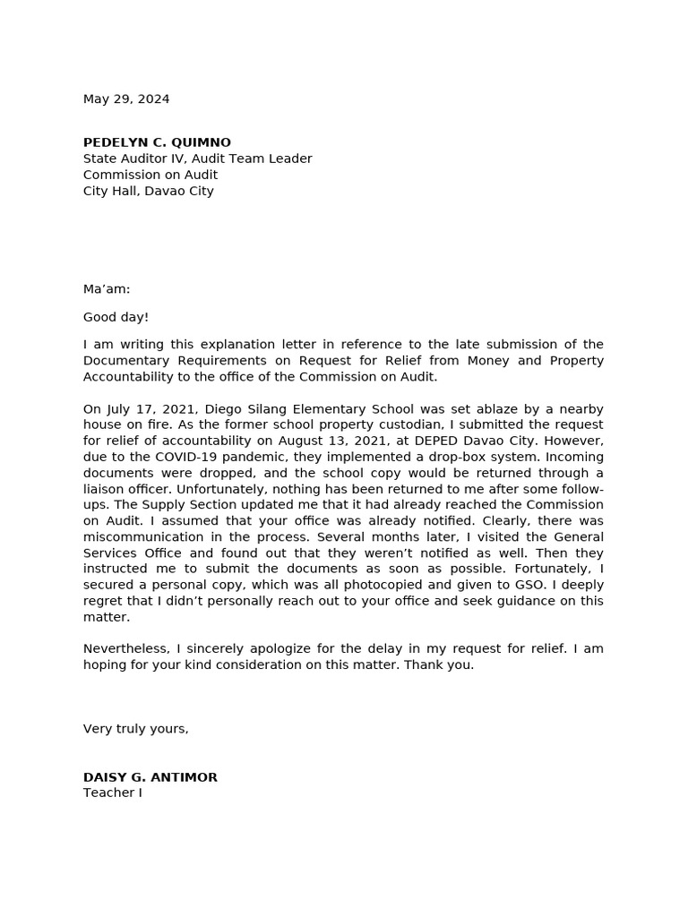 Explanation letter-to-COA-DEPED | PDF