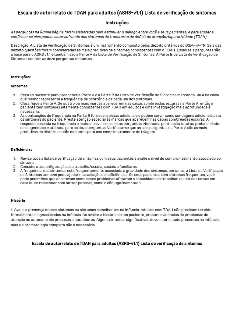 ESCALA DE AUTORRELATO DE TDAH PARA ADULTOS (ASRS-v1.1) .Docx - 20240923 ...
