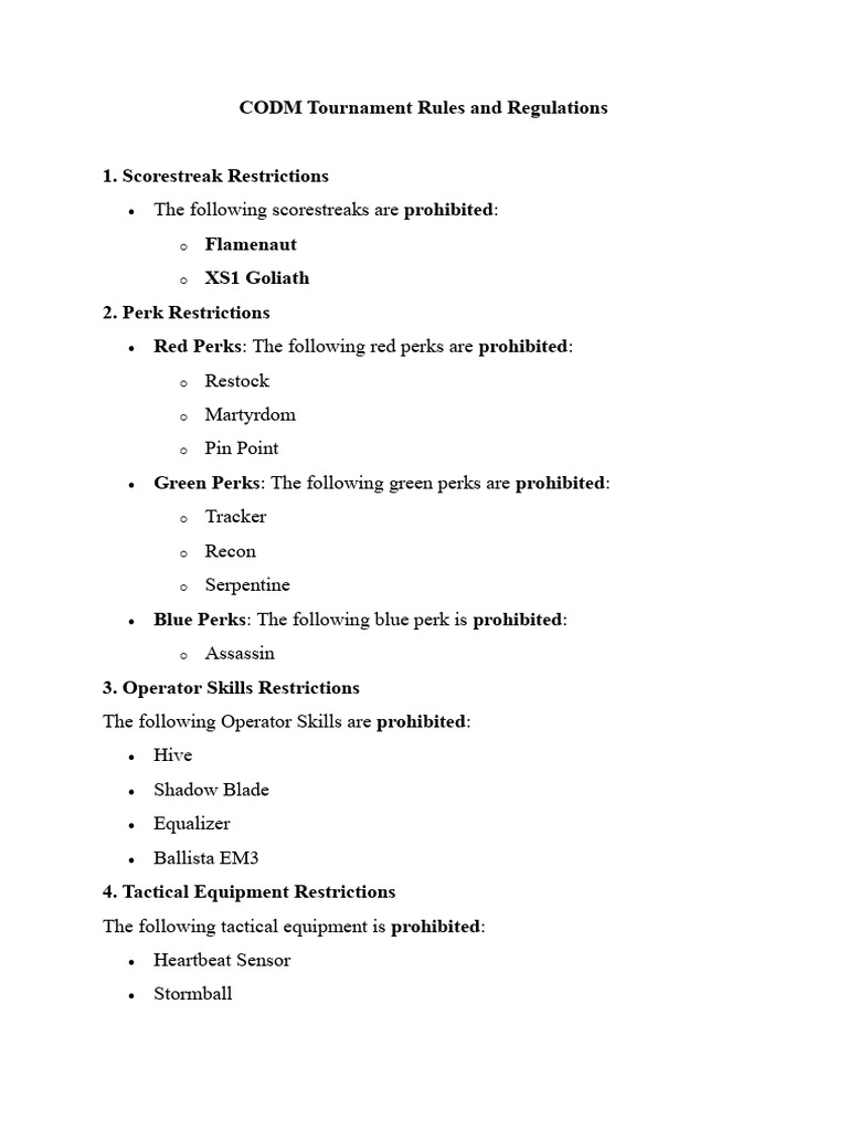 CODM Tournament Rules and Regulations | PDF