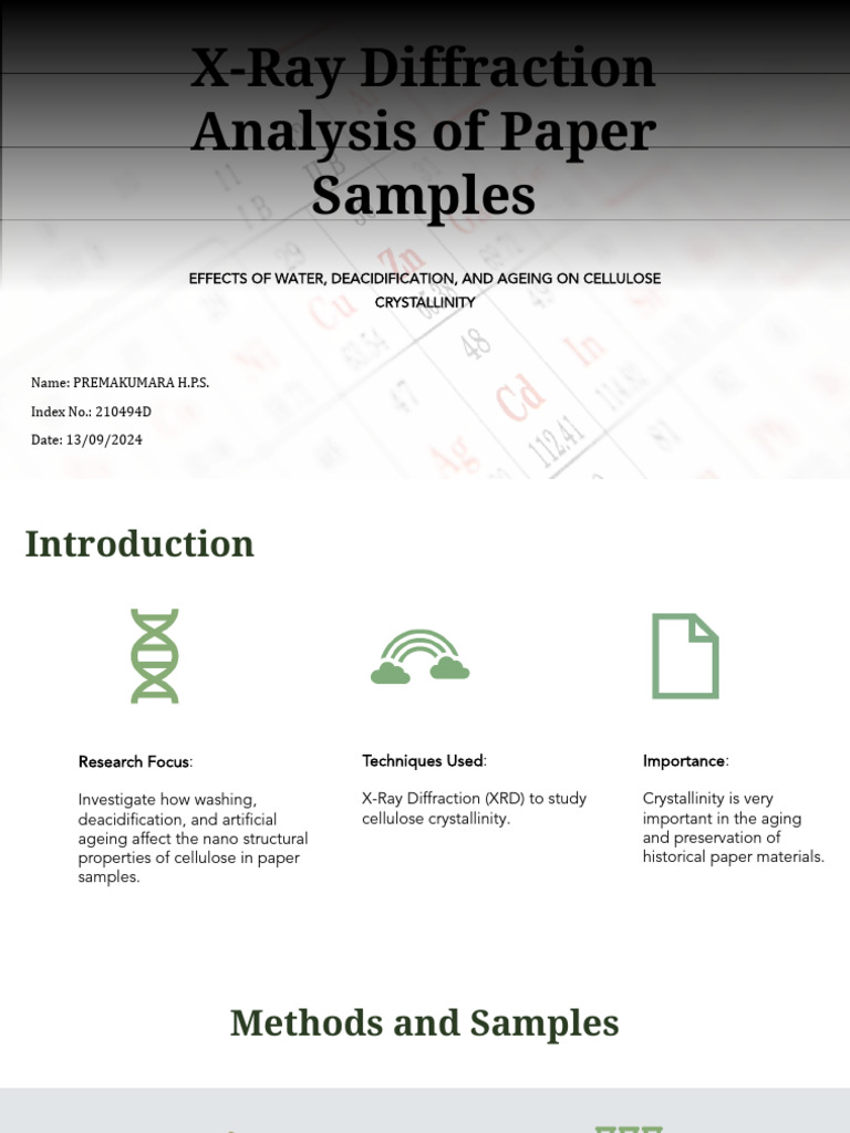 X-Ray Diffraction Analysis of Paper Samples: Effects of Water ...