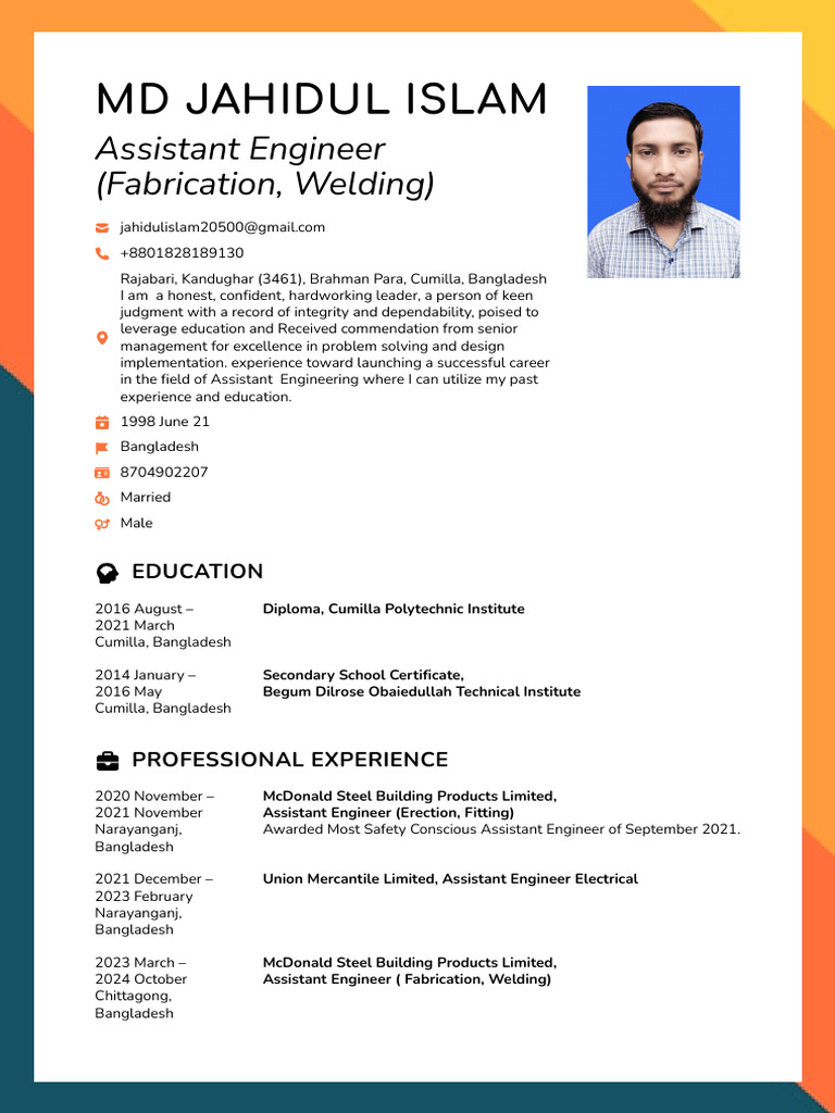 MD JAHIDUL ISLAM FlowCV Resume 20241008 | PDF