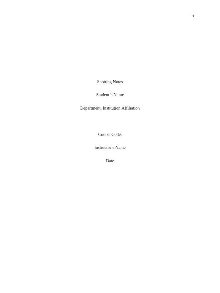 Spotting Notes | PDF