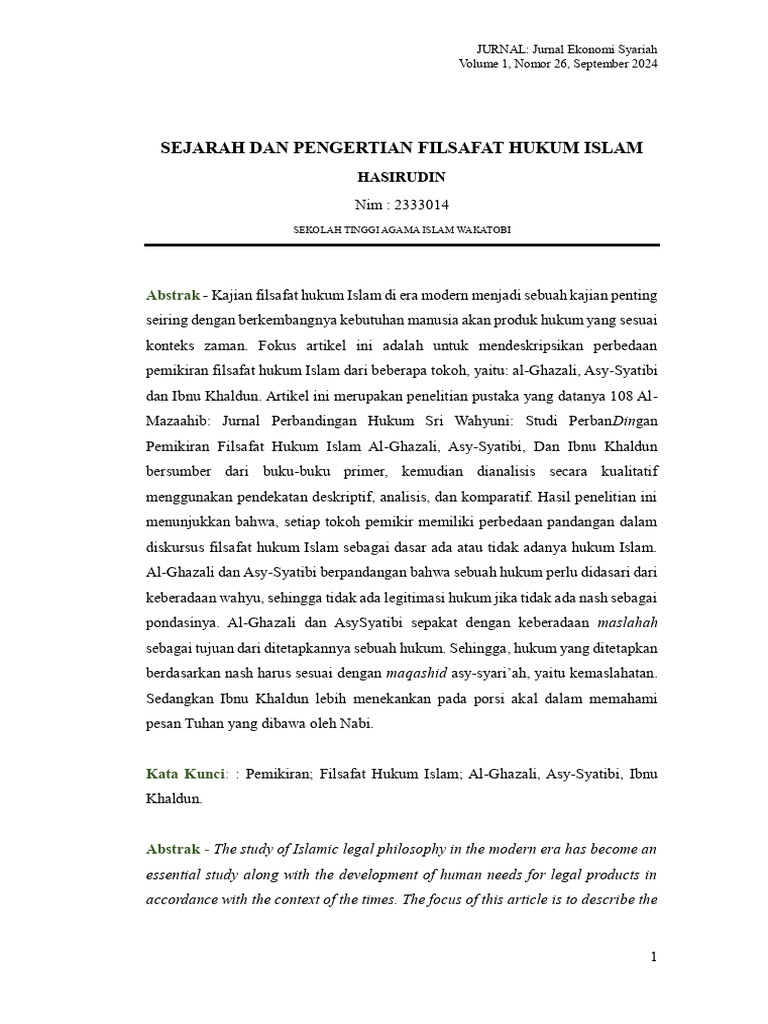 Filsafat Hukum Islam: Al-Ghazali vs Asy-Syatibi | PDF | Filsafat