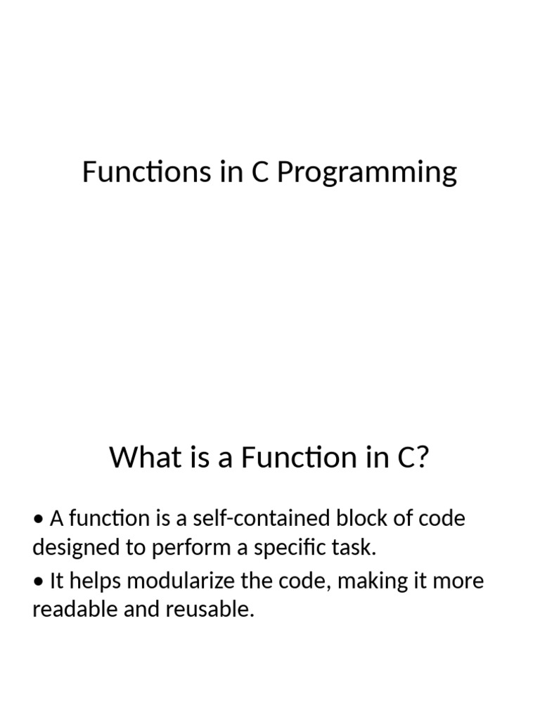 Functions in C Presentation | PDF
