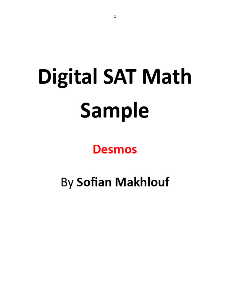 DigitalSATMathSample 1 | PDF