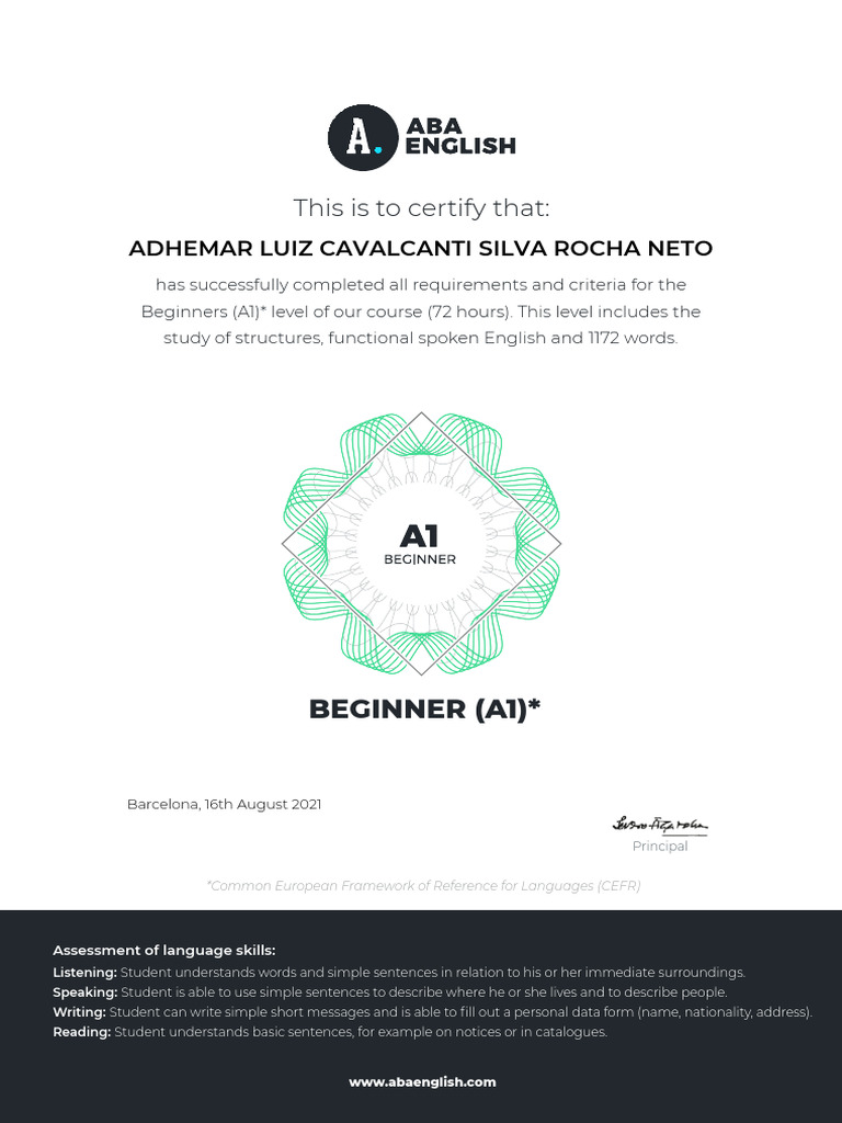ABA English Certificate - Beginner | PDF