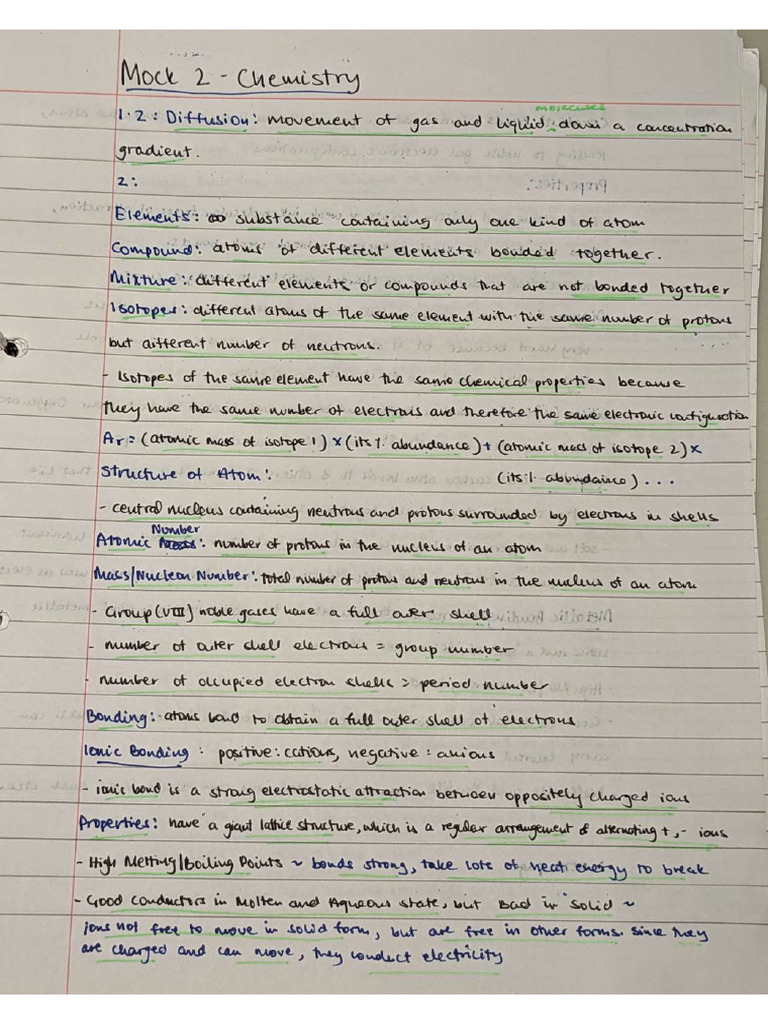 Chemistry 0620 Notes | PDF