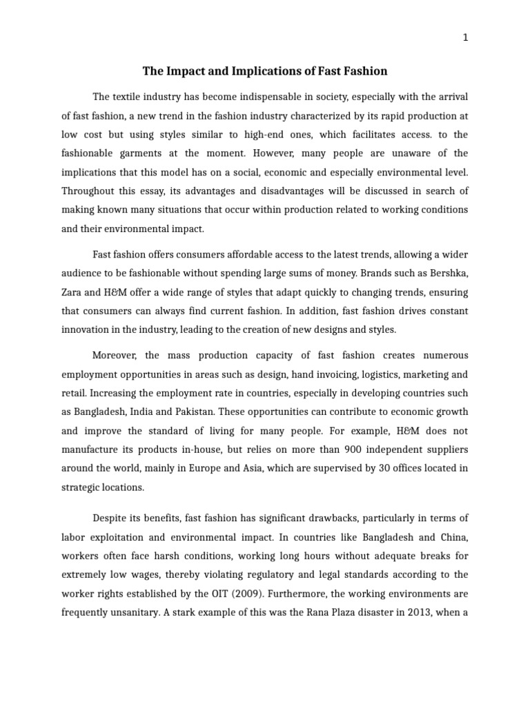 Final Essay Fast Fashion | PDF | Fashion | Economies