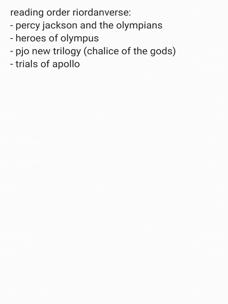 Main Riordanverse Reading Order | PDF