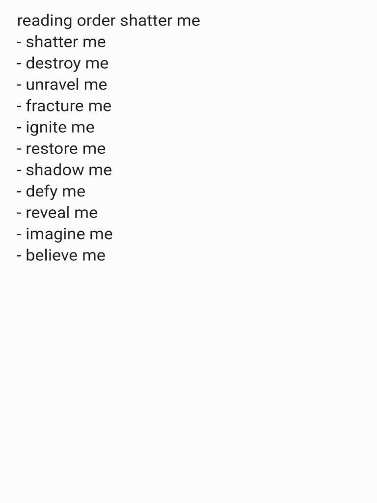 Shatter Me Reading Order | PDF